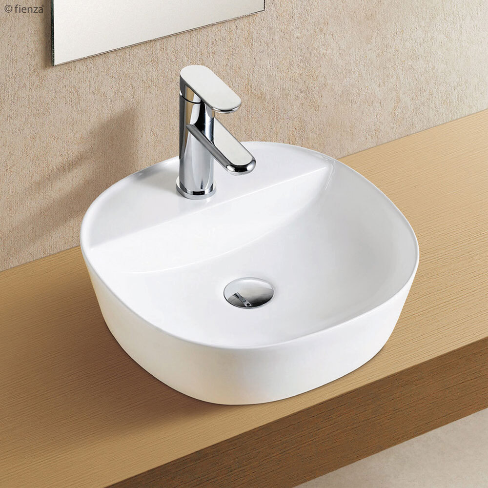 Fienza Chica 405 Ceramic Above Counter Basin Gloss White One Tap Hole ...