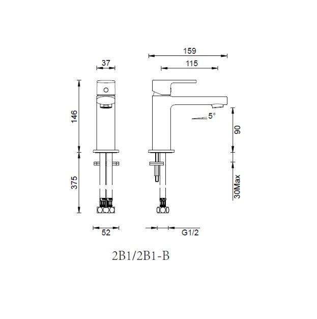 Abey Basin Mixer Black Bathroom Tap Gareth Ashton Madison Avenue 2B1-B