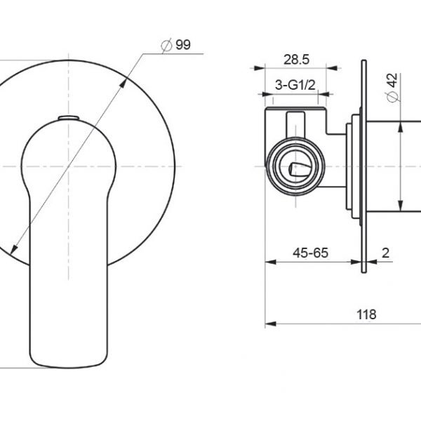 Best BM Shower Wall Mixer with Flat Plate Black Finish Vienna BTV8460