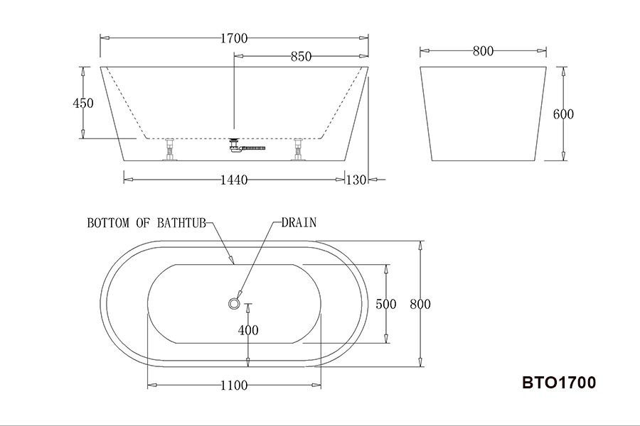 Best BM Oslo Bath Tub Bathroom Freestanding Bathtub White 1700mm BTO1700