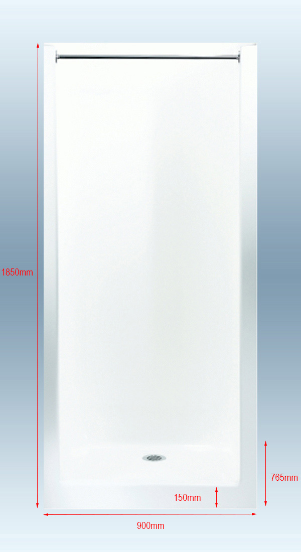 Shower Enclosure 90cm Wide Bathroom Recess & Soap Holder Fibreglass ...