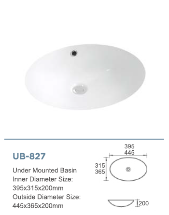 Avia Bathware Ceramic Basin Under Counter Gloss White UB-827