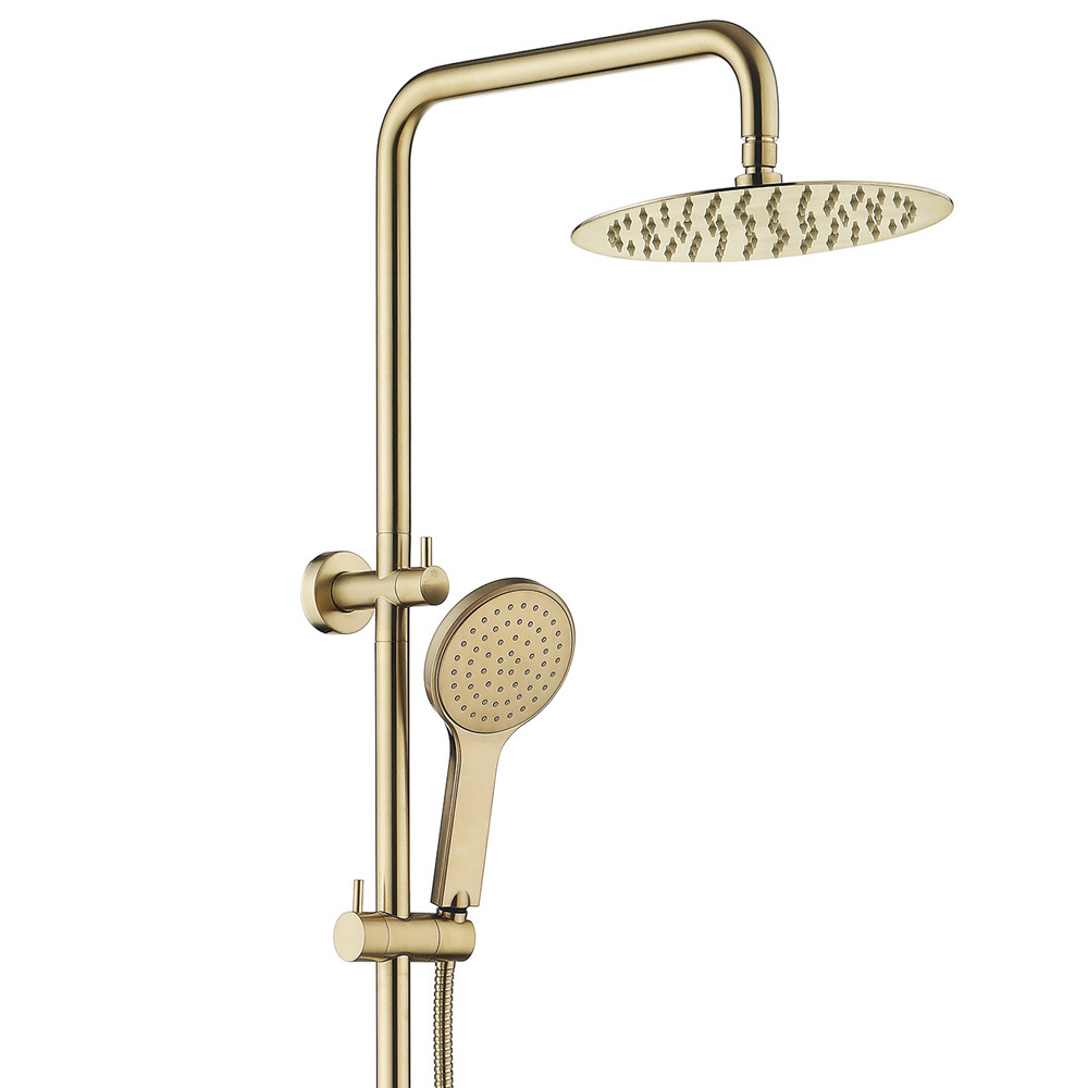 Fienza Twin Shower Outlets Overhead & Handheld Urban Brass 455109UB
