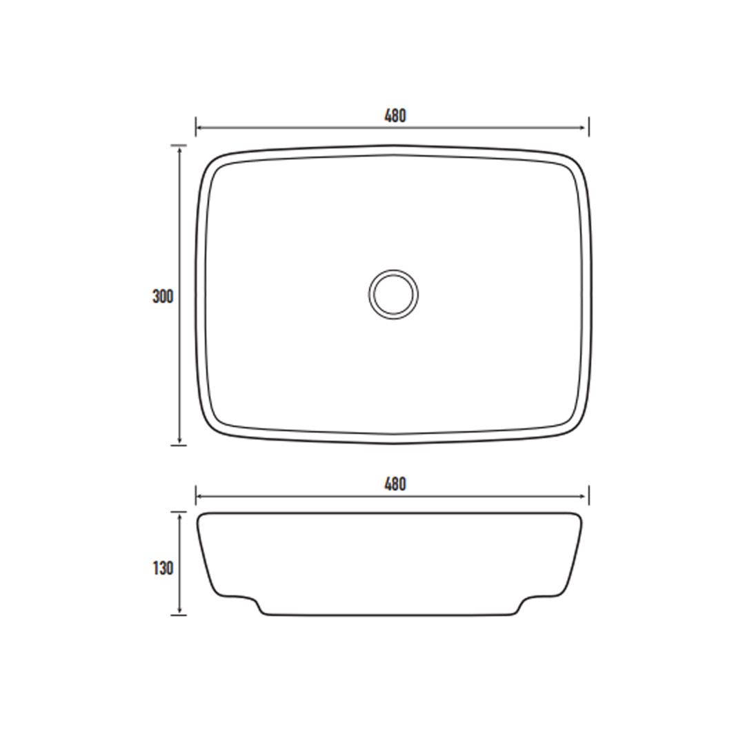 Castano Semi Insert Basin 480mm Vessel Vitreous China Gloss White ...