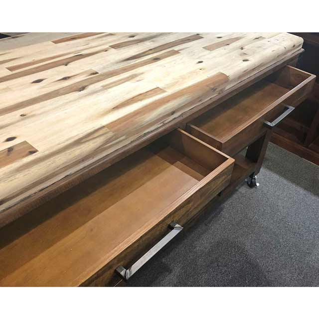 Paso Timber Butchers Block Mobile Kitchen Chopping Board Work Bench ...