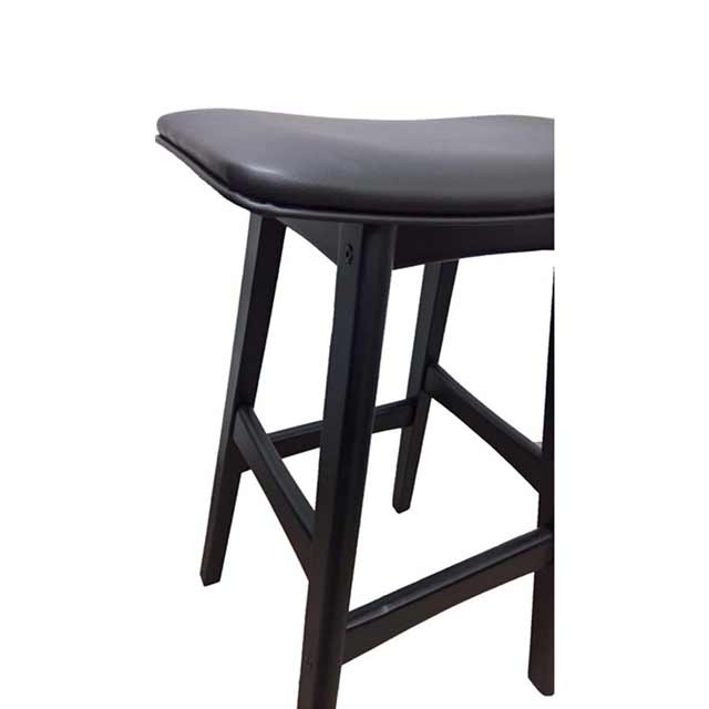 Gangnam Kitchen Bar Stool Timber Black Frame Vinyl Black Padded Seat