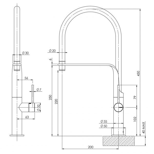 Phoenix Tapware Kitchen Sink Mixer Tap Flexible Hose 360° Swivel Spout ...