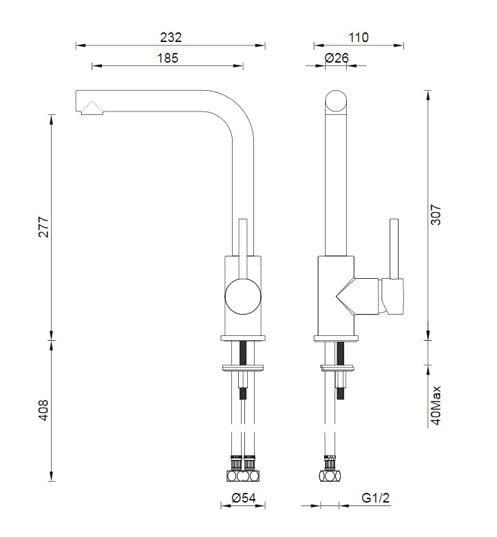 Abey Kitchen Sink Mixer Spray Tap Side Lever Chrome Faucet Gareth ...