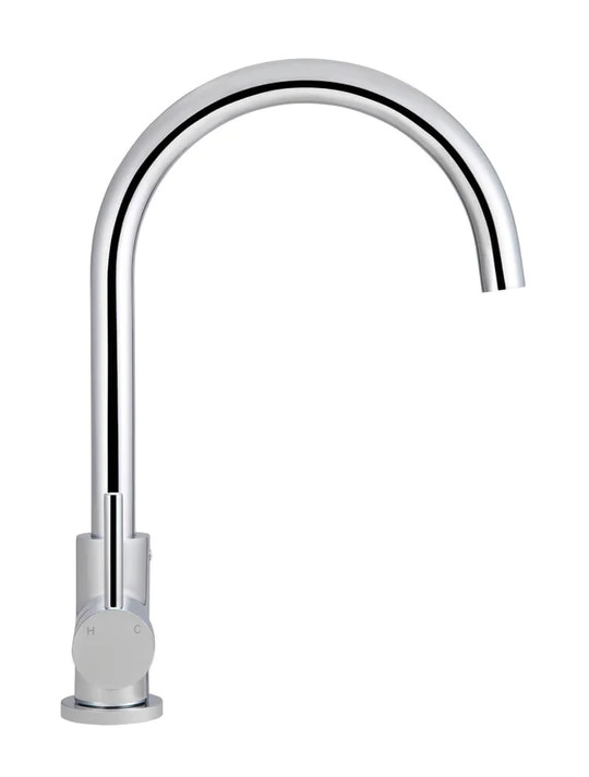 Meir Round Gooseneck Kitchen Mixer Tap Chrome MK03-C