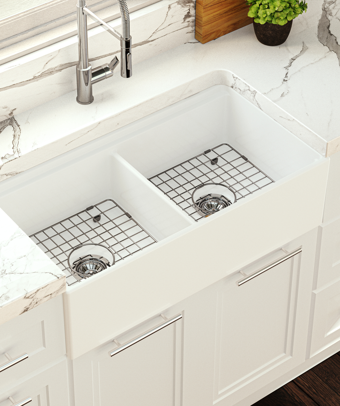 Seima Apron Front Sink Fireclay Ceramic Double Bowl 920mm Butler ...
