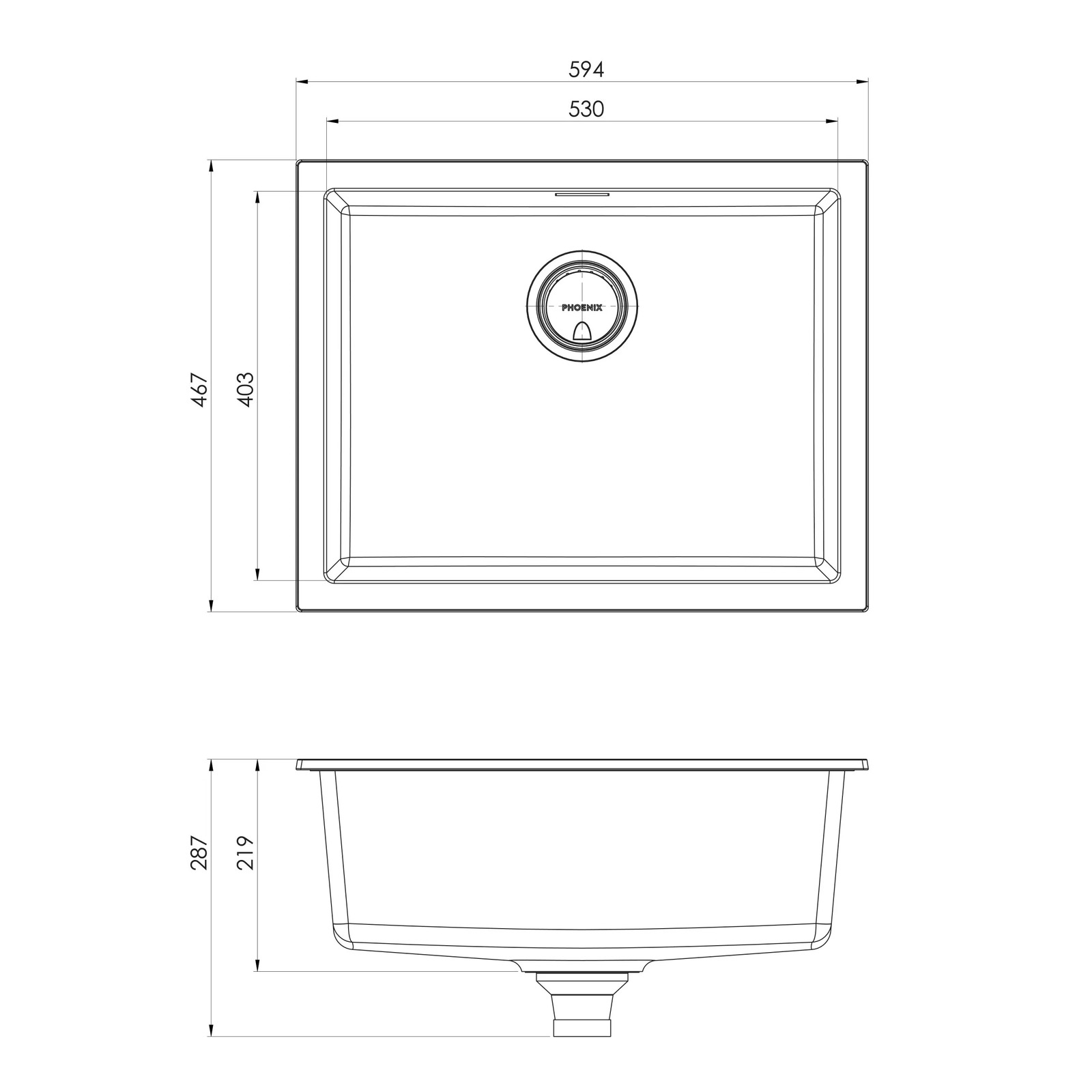Phoenix Tapware 5000 Series Large Single Bowl Kitchen Sink Quartz ...
