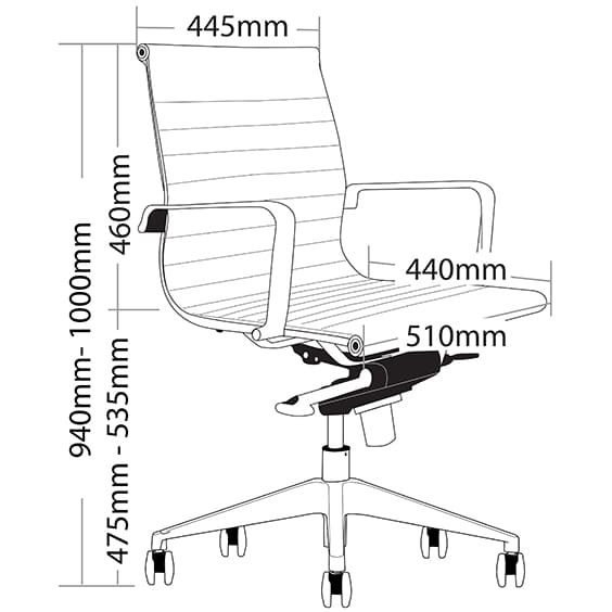 Style Ergonomics Executive Seating Adjustable Low Back Chair Black PU ...