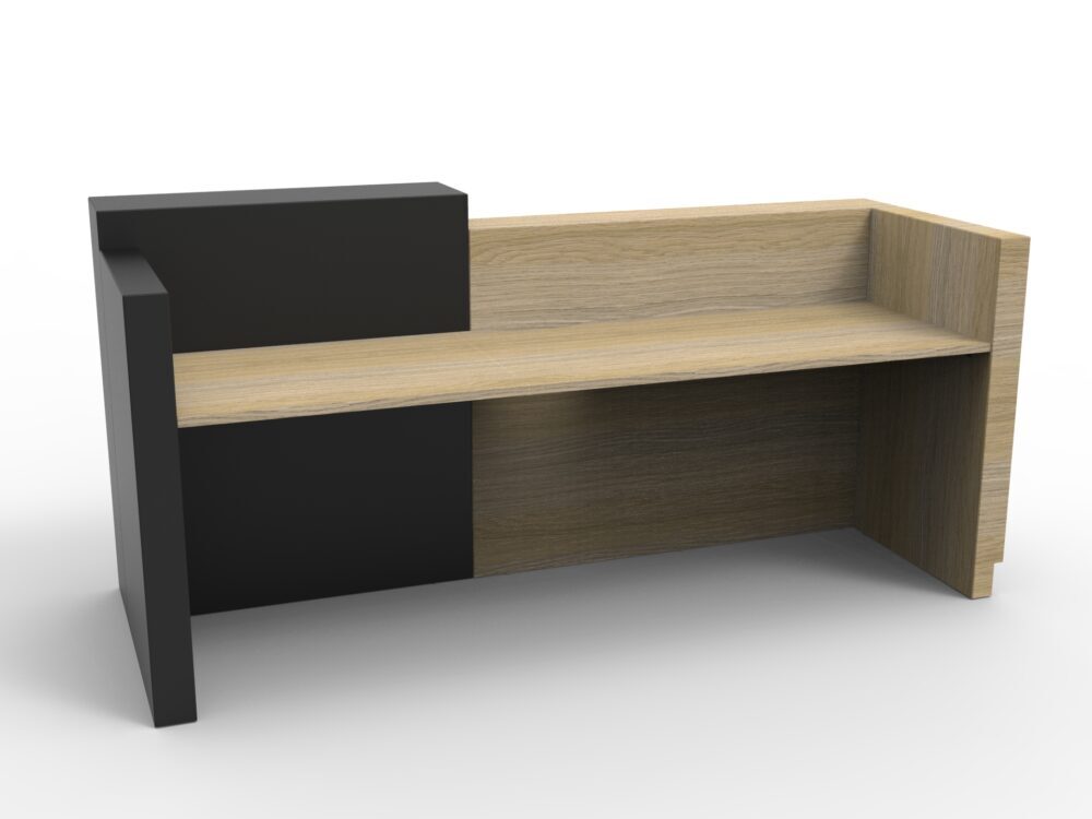 Sempre Reception Counter Front Office Desk Furniture Natural Oak Black ...