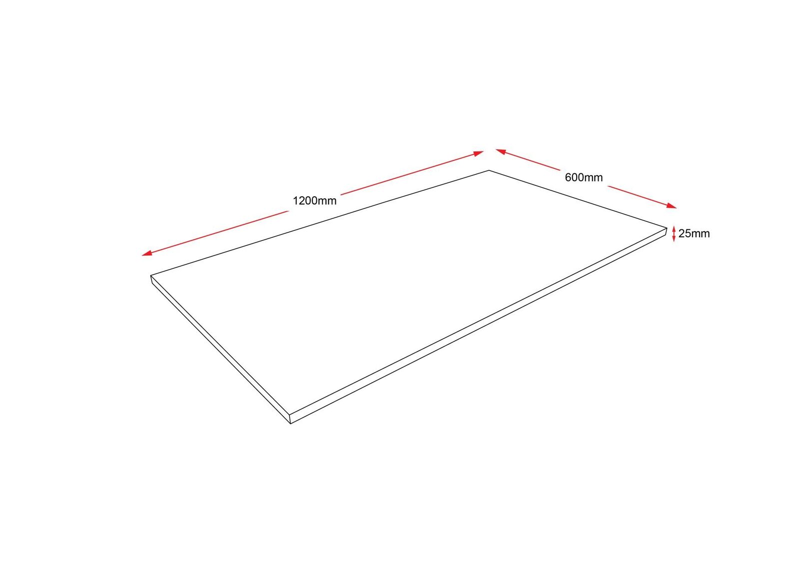 Rectangular Table Top 1200mm x 600mm x 25mm Melamine White Rapidline ...