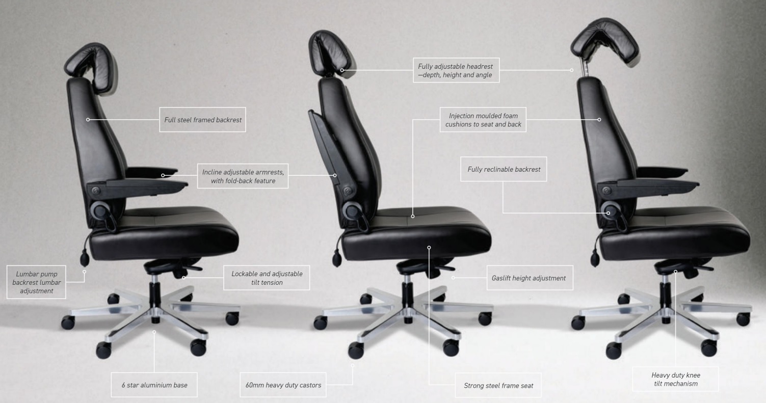 Executive High Back Office Chair Full Ergonomic Seating Black Control ...
