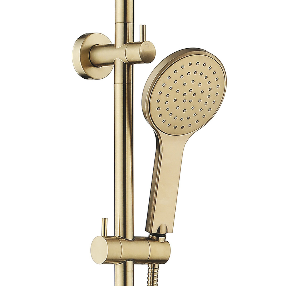 Fienza Twin Shower Outlets Overhead & Handheld Urban Brass 455109UB