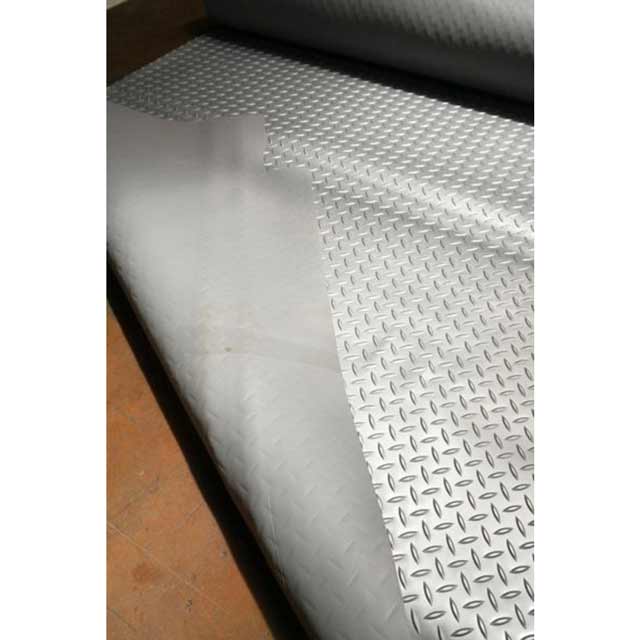 Checker Plate Garage Vinyl Sheet Flooring 2m Wide Grey