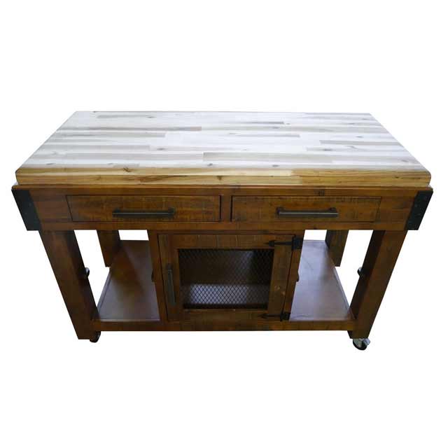 Large Timber Butchers Block Mobile Kitchen Chopping Board Island ...