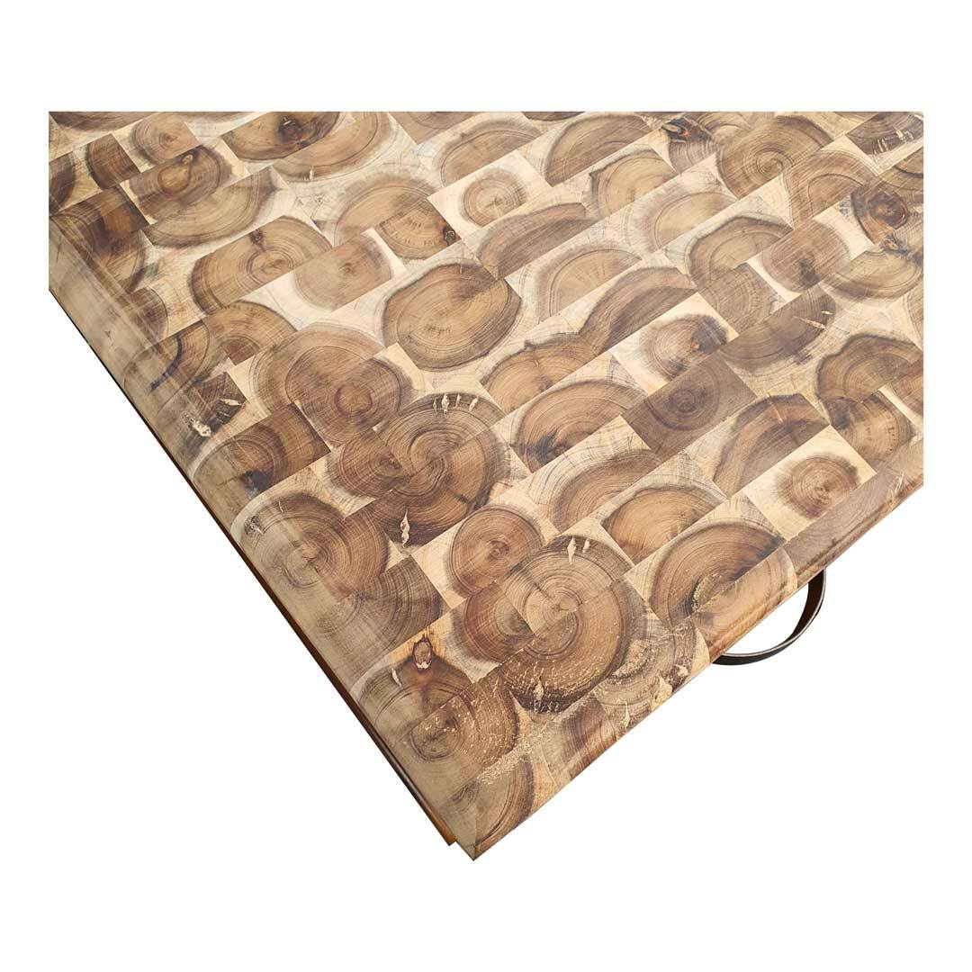 Jamie Rustic Timber Butchers Block Mobile Chopping Board Island Trolley