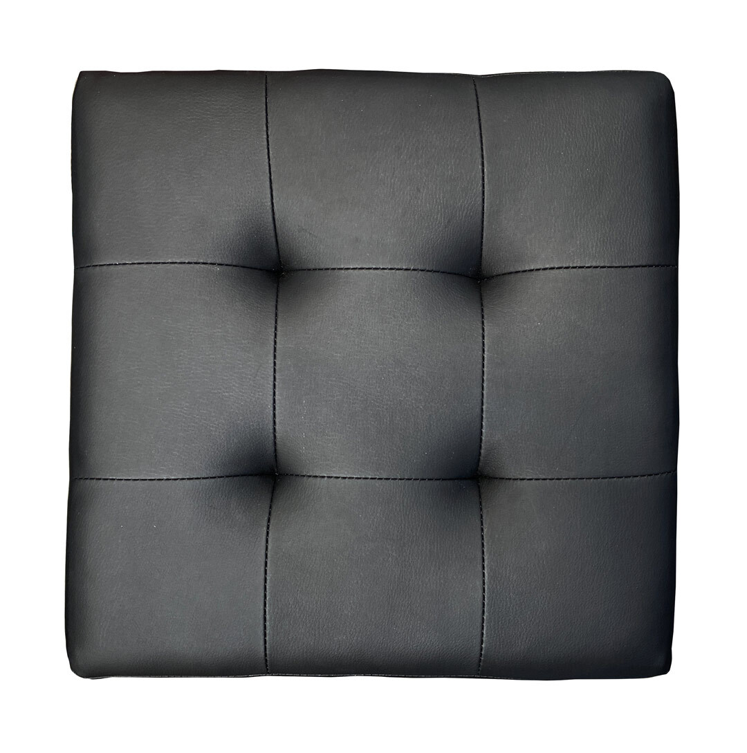 Antoinette Square Foot Stool Ottoman Pouffe Black Vinyl