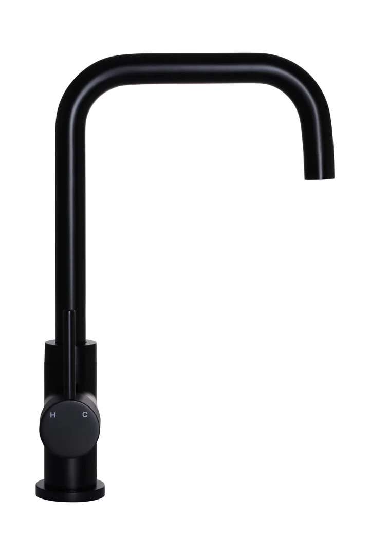 Meir Round Square Neck Kitchen Mixer Tap Faucet Matte Black MK02