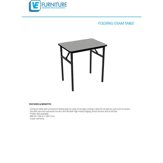 Folding Exam Table Classroom Student Conference Black Metal Frame ...