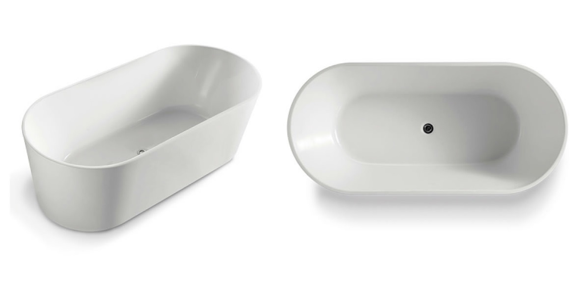 NAGA 1700 Freestanding Acrylic Bath Tub Bathroom Bathtub Prato White ...