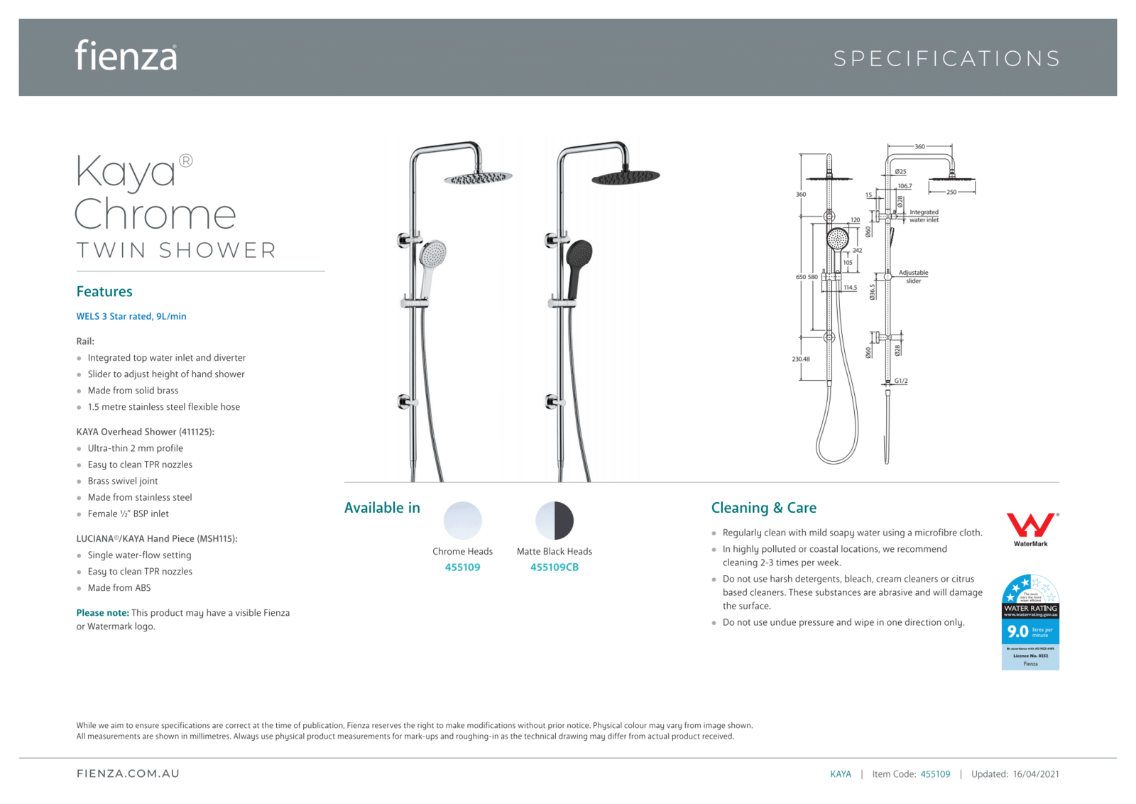 Fienza Twin Shower Outlets Overhead & Handheld Urban Brass 455109UB