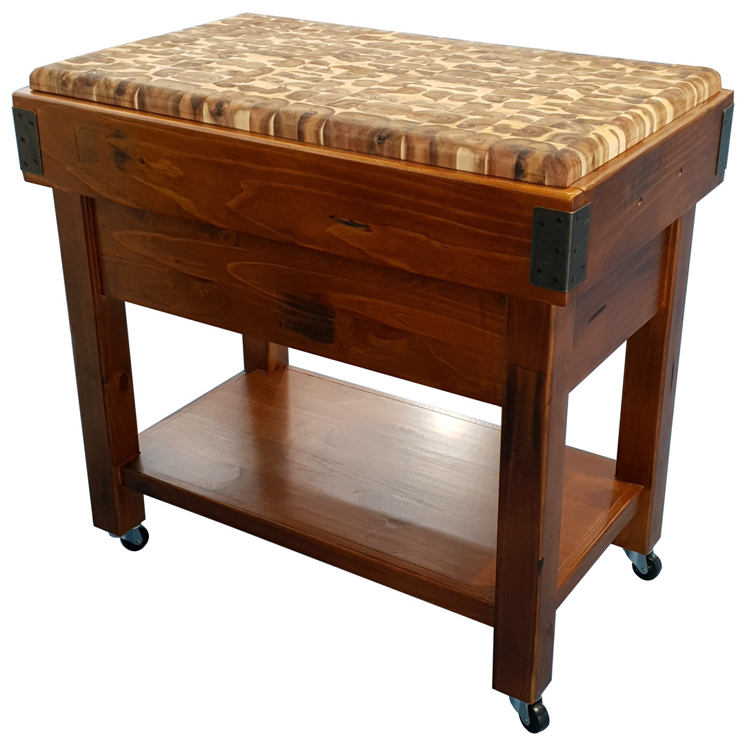 Gordon Patchy Blackwood Timber Butchers Block Mobile Chopping Board ...