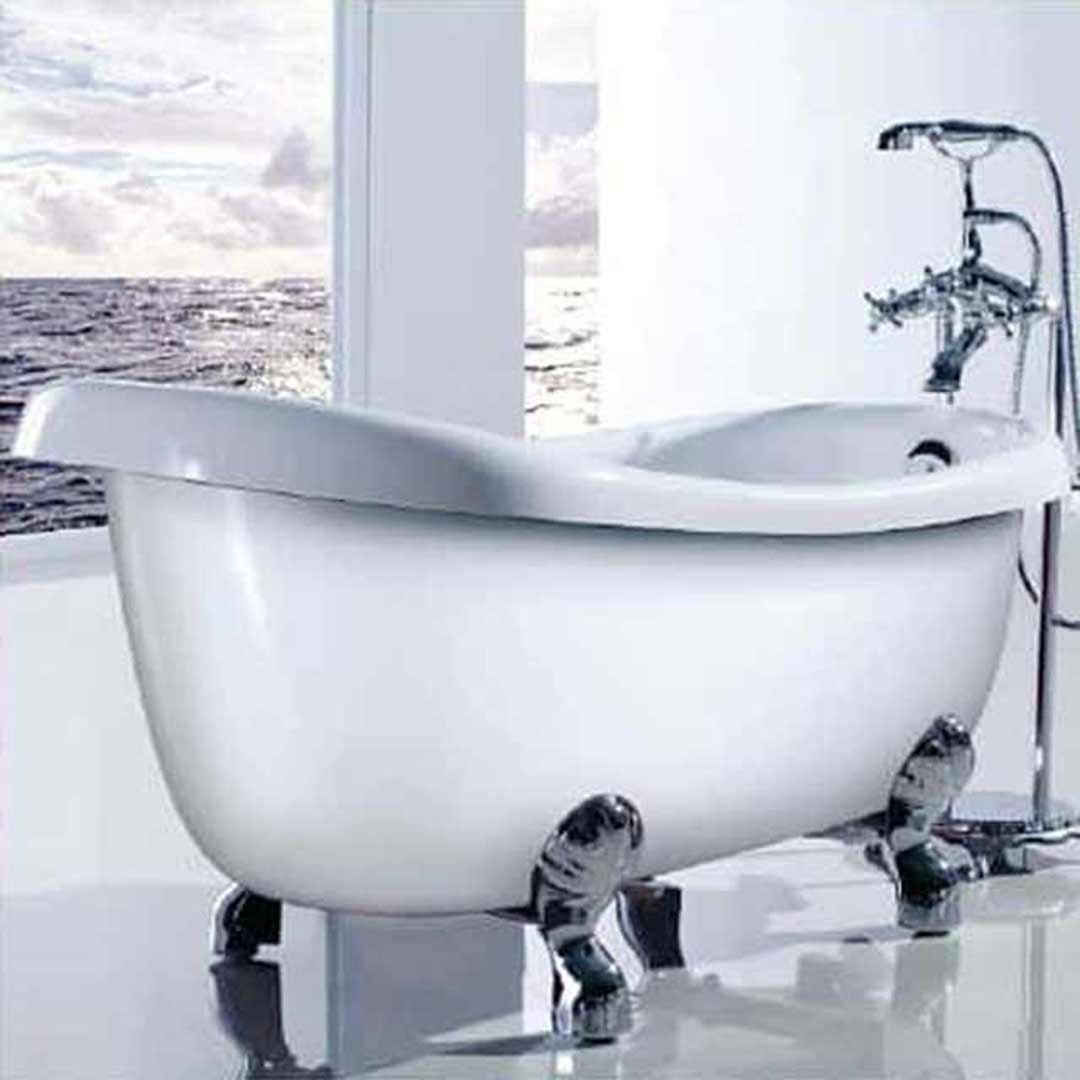 ECT Global Freestanding Bath Tub with Chrome Claws High Back Bathroom ...