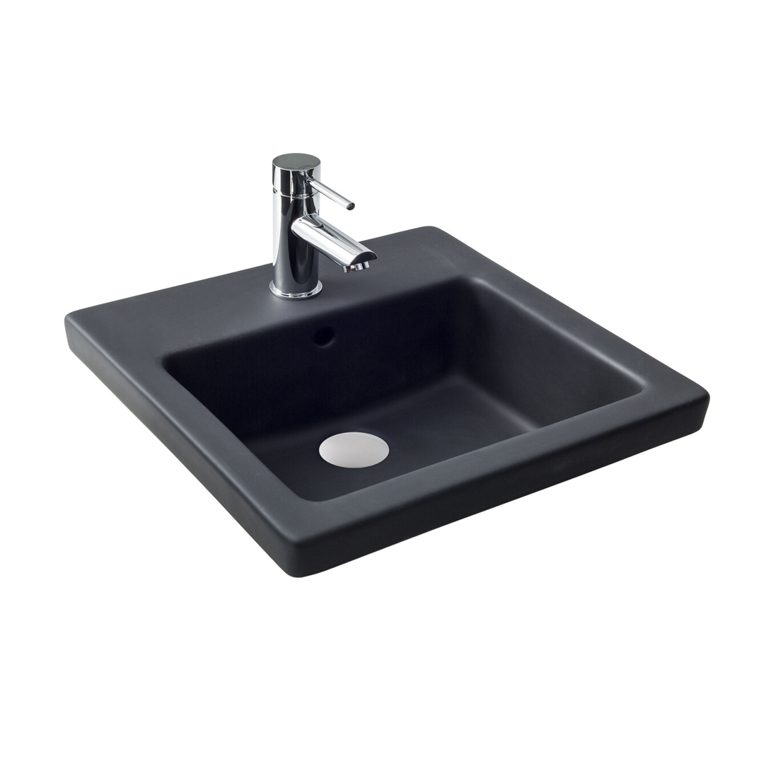 Seima Ceramic Above Counter Basin Square Matte Black 1 Tap Hole KYRA ...
