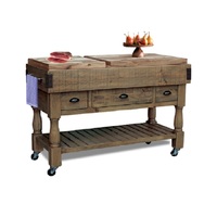 Paso Timber Butchers Block Mobile Kitchen Chopping Board Work Bench ...
