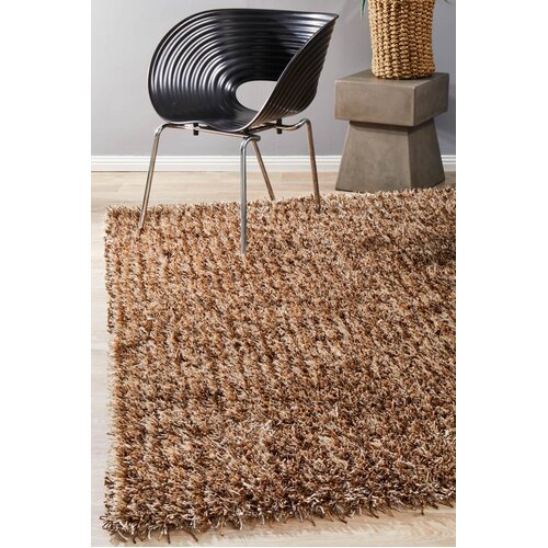 Rug Culture Metallic Noodle Shag Flooring Rugs Area Carpet Beige 165x115cm